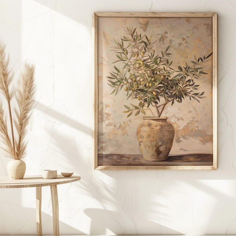 Vintage Olive Tree Print Set of 2, Olive Tree in Vase Painting Wall Art ...