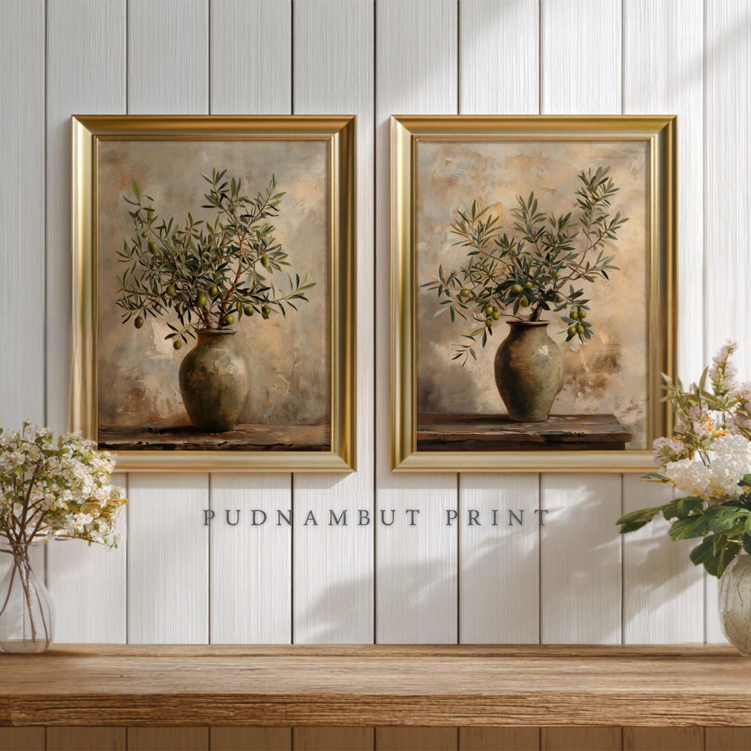 Olive Tree Print Set, Rustic Botanical Painting (digital Download) - Etsy