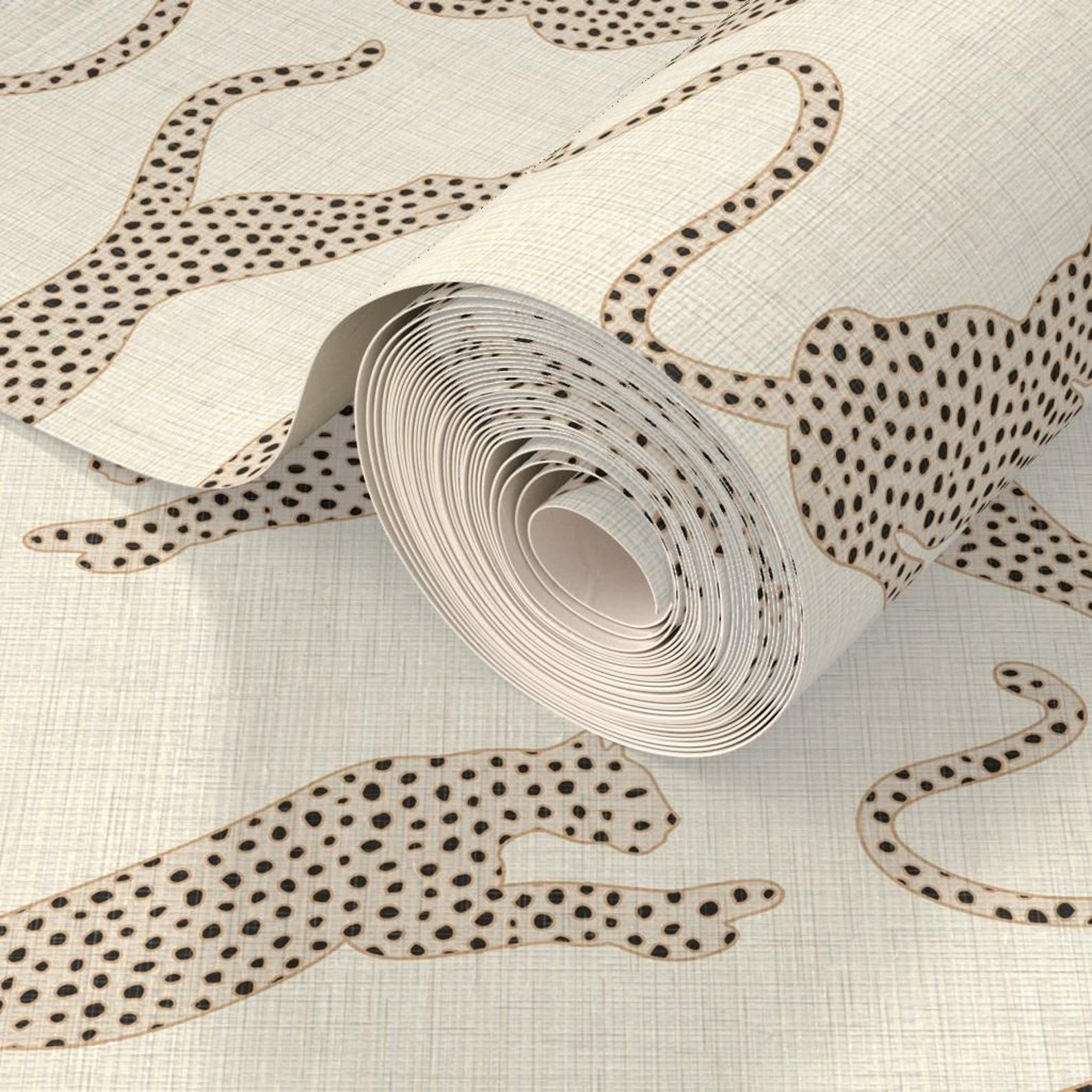 Neutral Leopard Grasscloth Wallpaper - Cozy Leopards by Evamatise ...