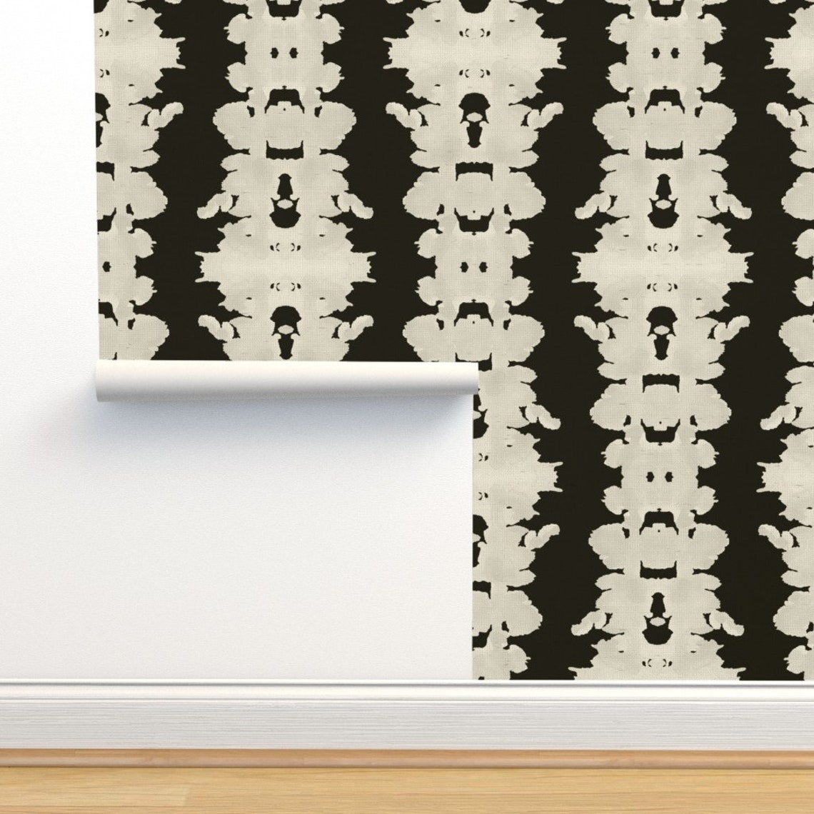 Inkblot Grasscloth Wallpaper Inkblot by Danika_herrick Black Cream ...