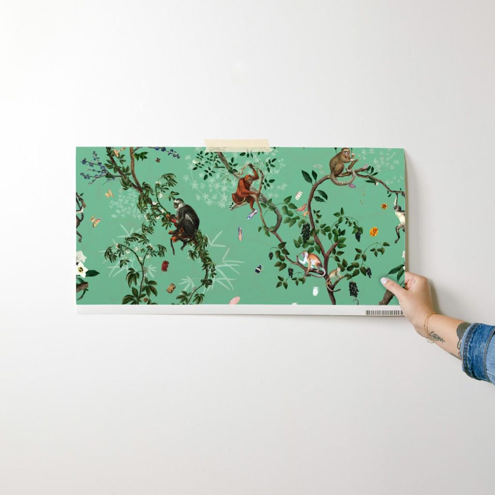 Glam Chinoiserie Grasscloth Wallpaper - Monkey World by Fifikoussout ...