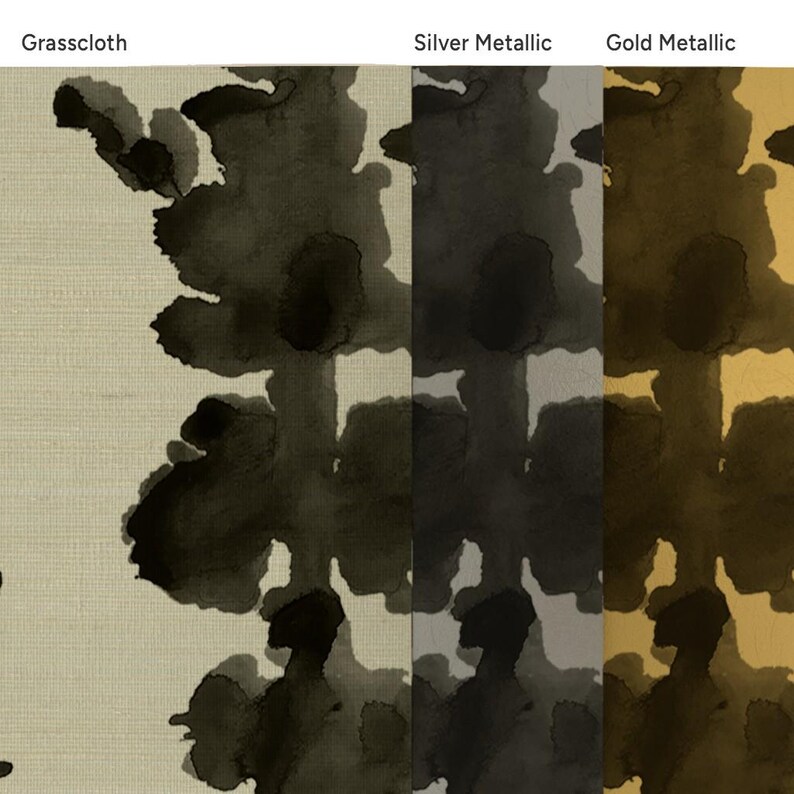 Black Ink Blot Gold or Silver Metallic Wallpaper - Cream Inkblot by ...