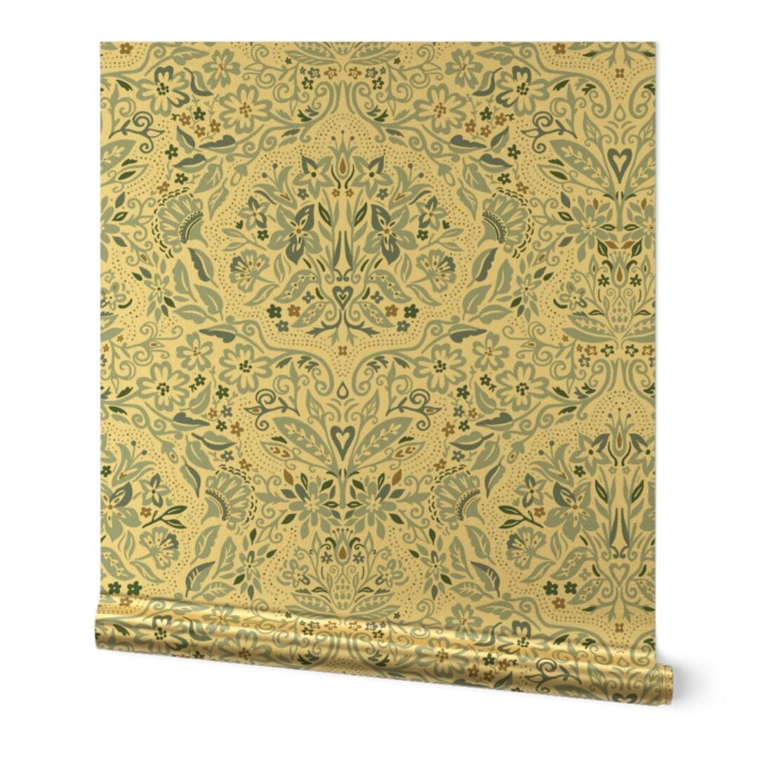 Grandmillennial Gold or Silver Metallic Wallpaper - Victorian Blue ...