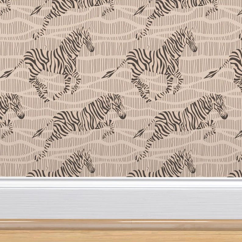 Tan Zebras Grasscloth Wallpaper - Neutral Zebra by Jillianmunday ...