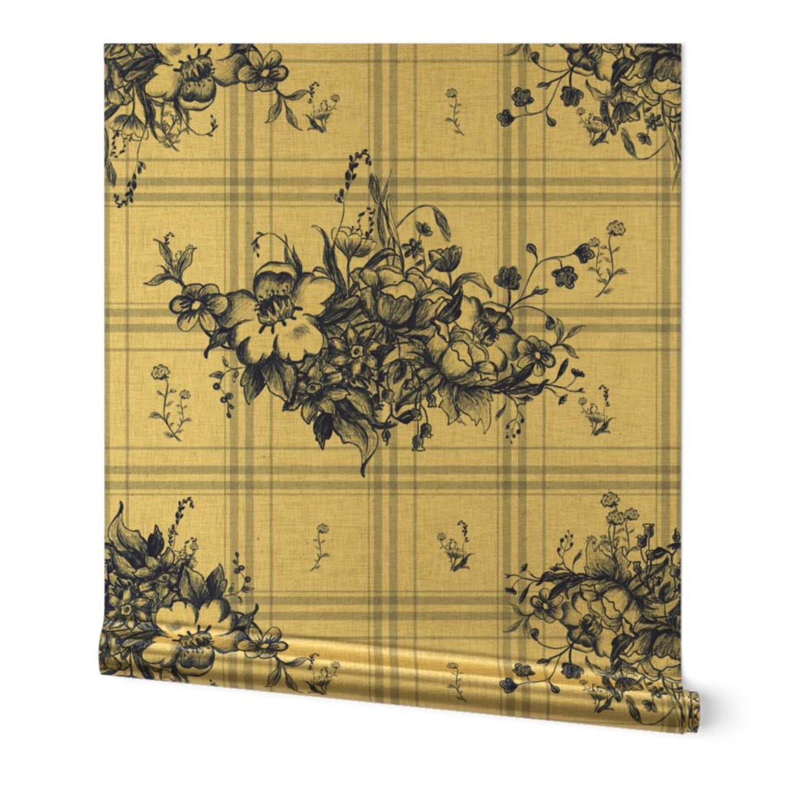 Vintage Blue Gold or Silver Metallic Wallpaper - Cottage Checkers by ...