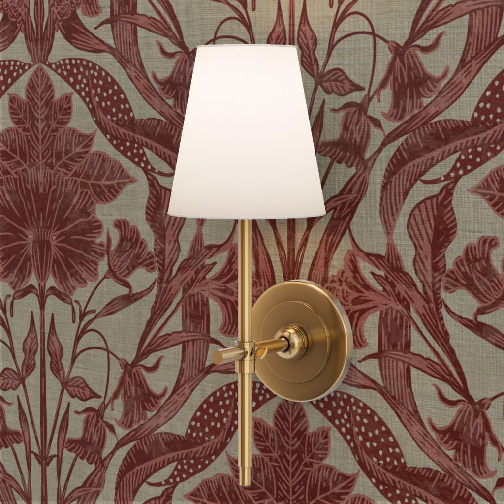 Ruby Red Floral Grasscloth Wallpaper - Block Print by Smokeinthewoods ...