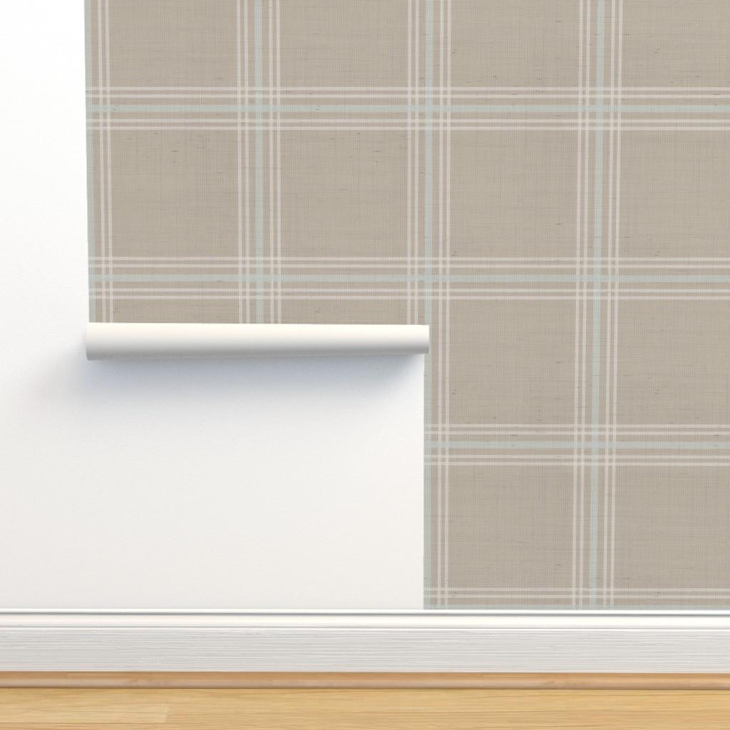 Neutral Plaid Grasscloth Wallpaper - Windowpane by Devondesignco ...