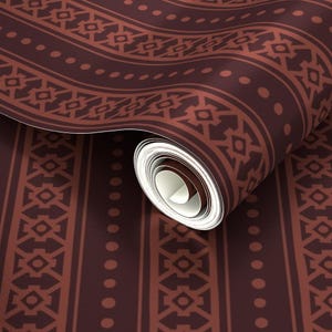 Maroon Stripe Gold or Silver Metallic Wallpaper - Lattice Stripe by ...