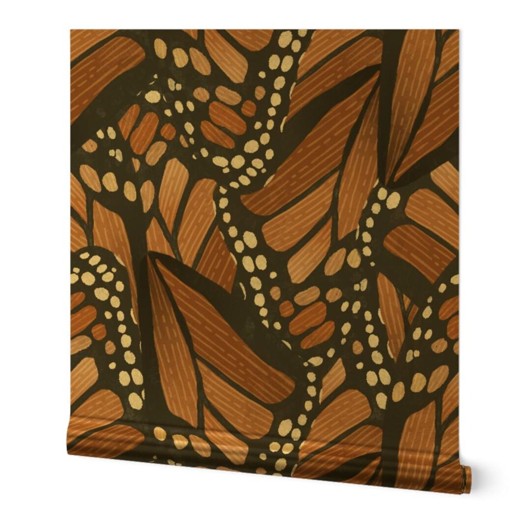 Monarch Butterfly Gold or Silver Metallic Wallpaper - Monarch Wings by ...