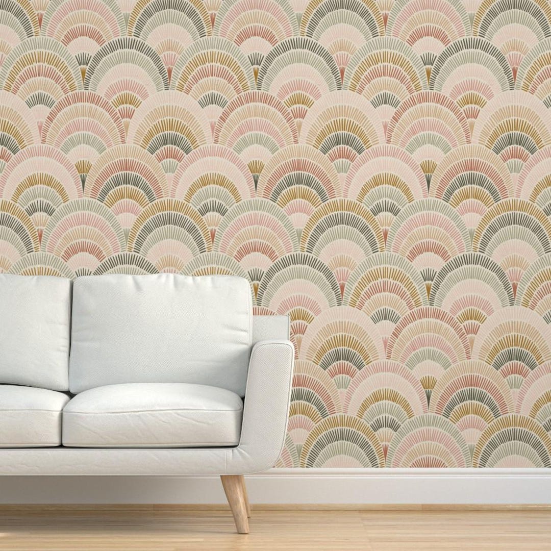 Earth Tone Boho Grasscloth Wallpaper - Boho Scales by Marketa_stengl ...