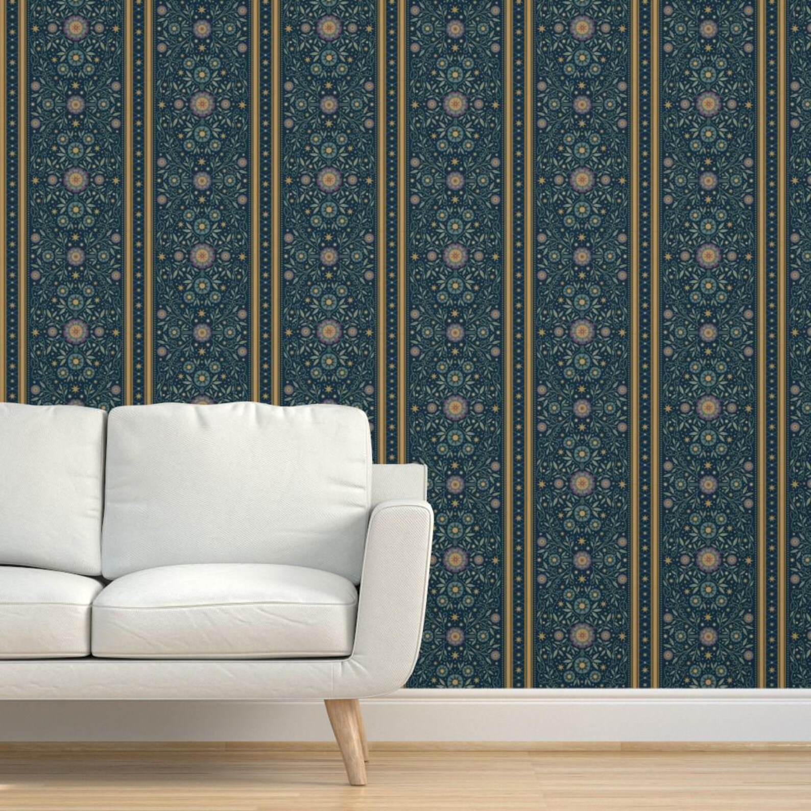 Victorian Grasscloth Wallpaper - Victorian Garden in Blue by Emibeebuzz ...