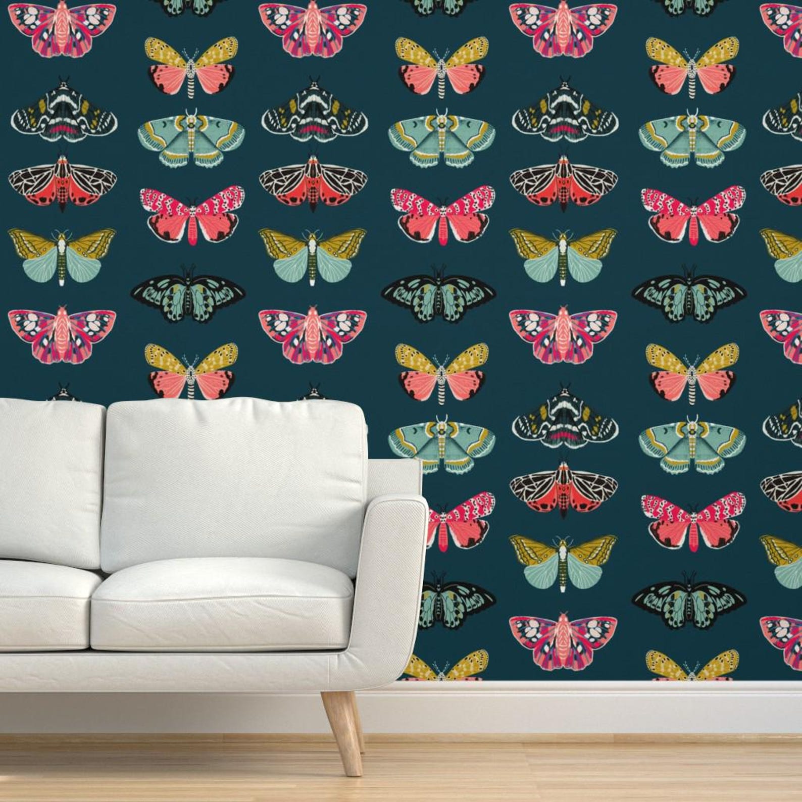 Butterflies Grasscloth Wallpaper - Moth Butterflies by Andrea_lauren ...