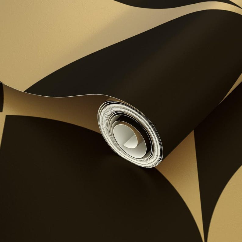 Art Deco Scallop Gold or Silver Metallic Wallpaper Round Checkers by ...