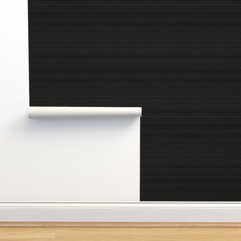 Dark Gray Grasscloth Wallpaper - Minimal Charcoal by Judydiane - Black ...