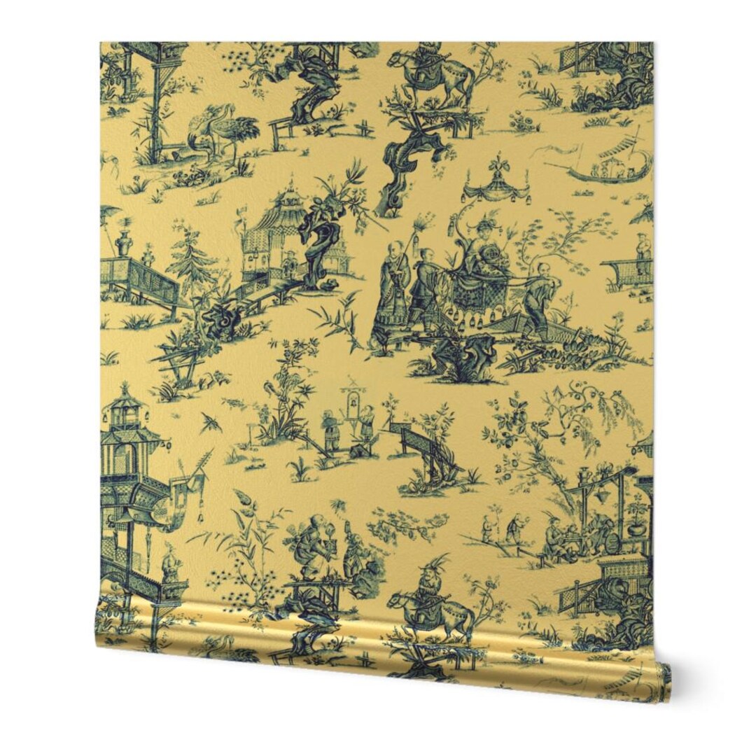 Chinoiserie Gold or Silver Metallic Wallpaper - Manchurian Toile by ...