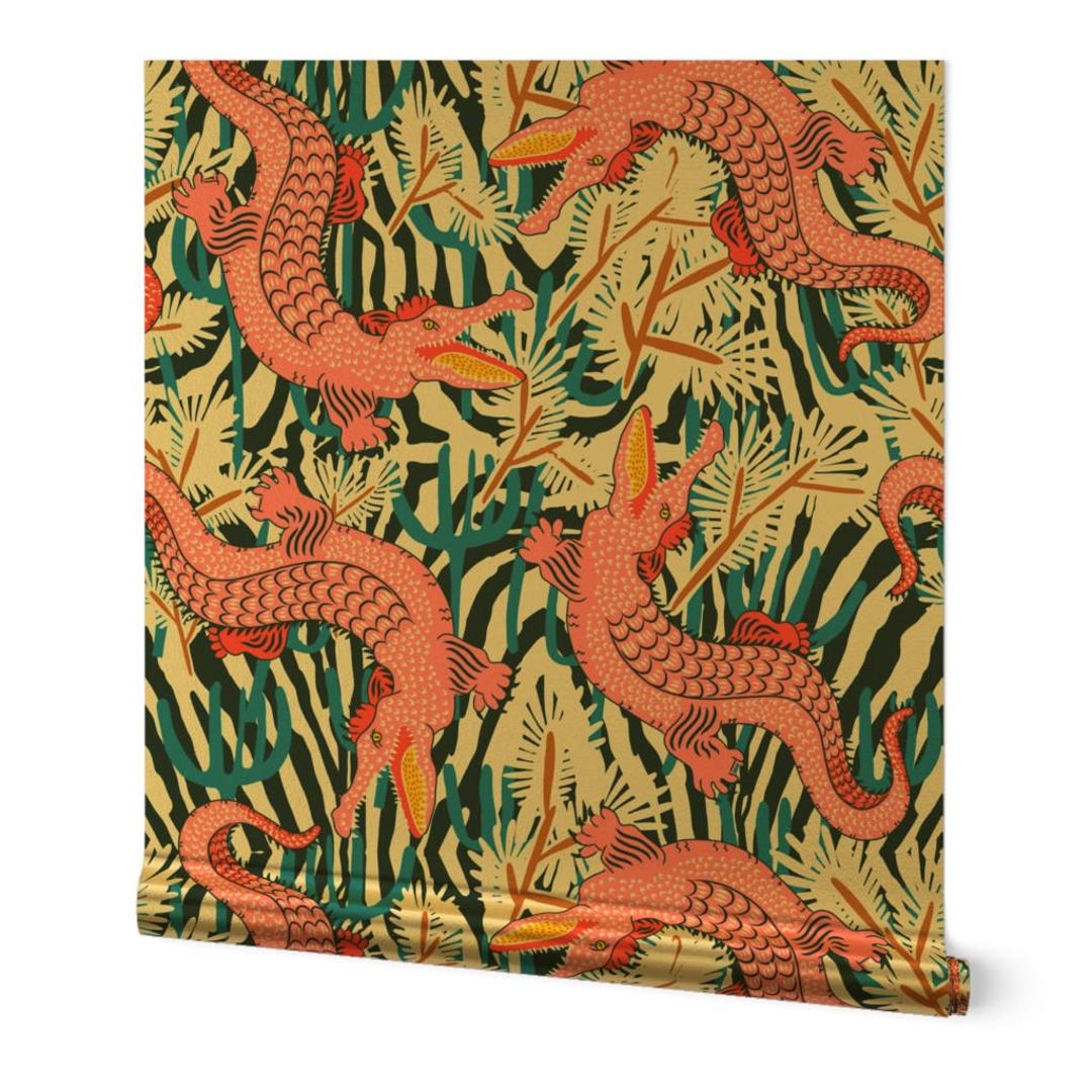 Pink Gator Gold or Silver Metallic Wallpaper Bazaar Cosmic Gator by ...