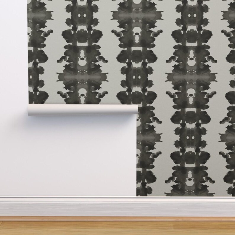 Black Ink Blot Gold or Silver Metallic Wallpaper - Cream Inkblot by ...