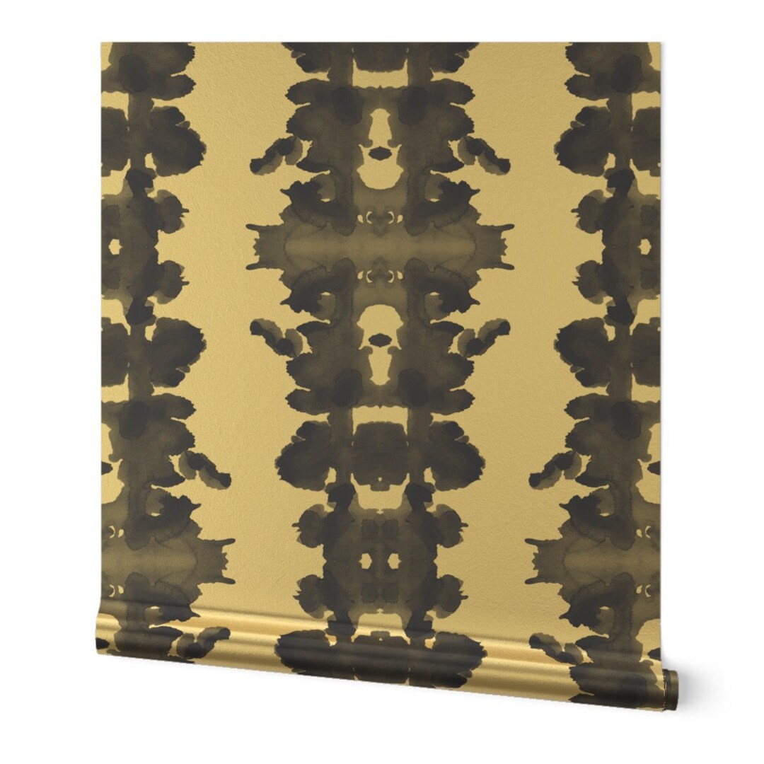 Black Ink Blot Gold or Silver Metallic Wallpaper Soot Cream Inkblot by ...