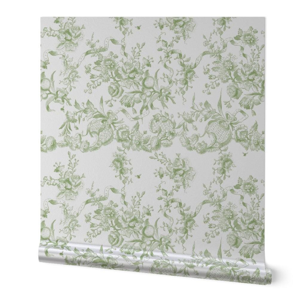 Victorian Toile Gold or Silver Metallic Wallpaper Bronwyn Toile by ...