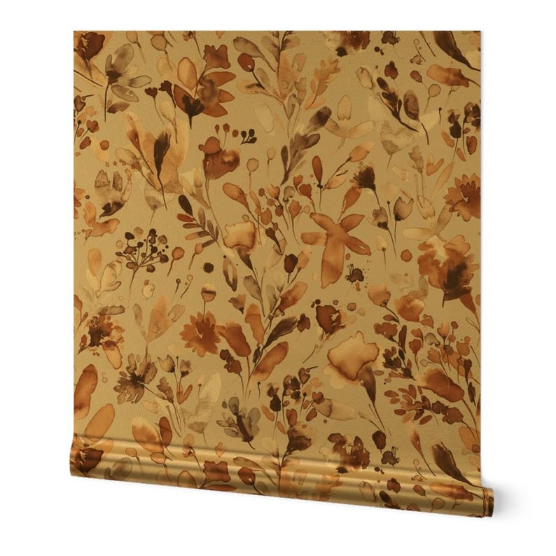 Rustic Floral Gold or Silver Metallic Wallpaper - Summer Rustic Floral ...