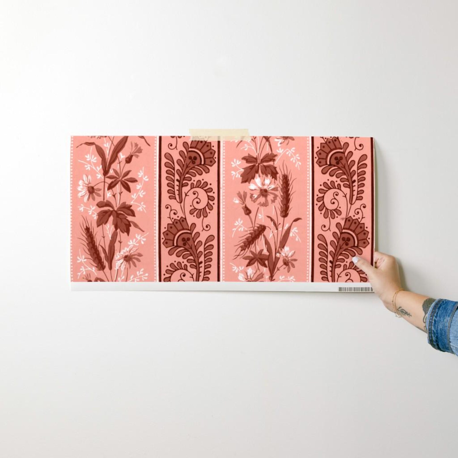 Coral Stripe Grasscloth Wallpaper - 1880 Victorian Stripe by Adrienne ...