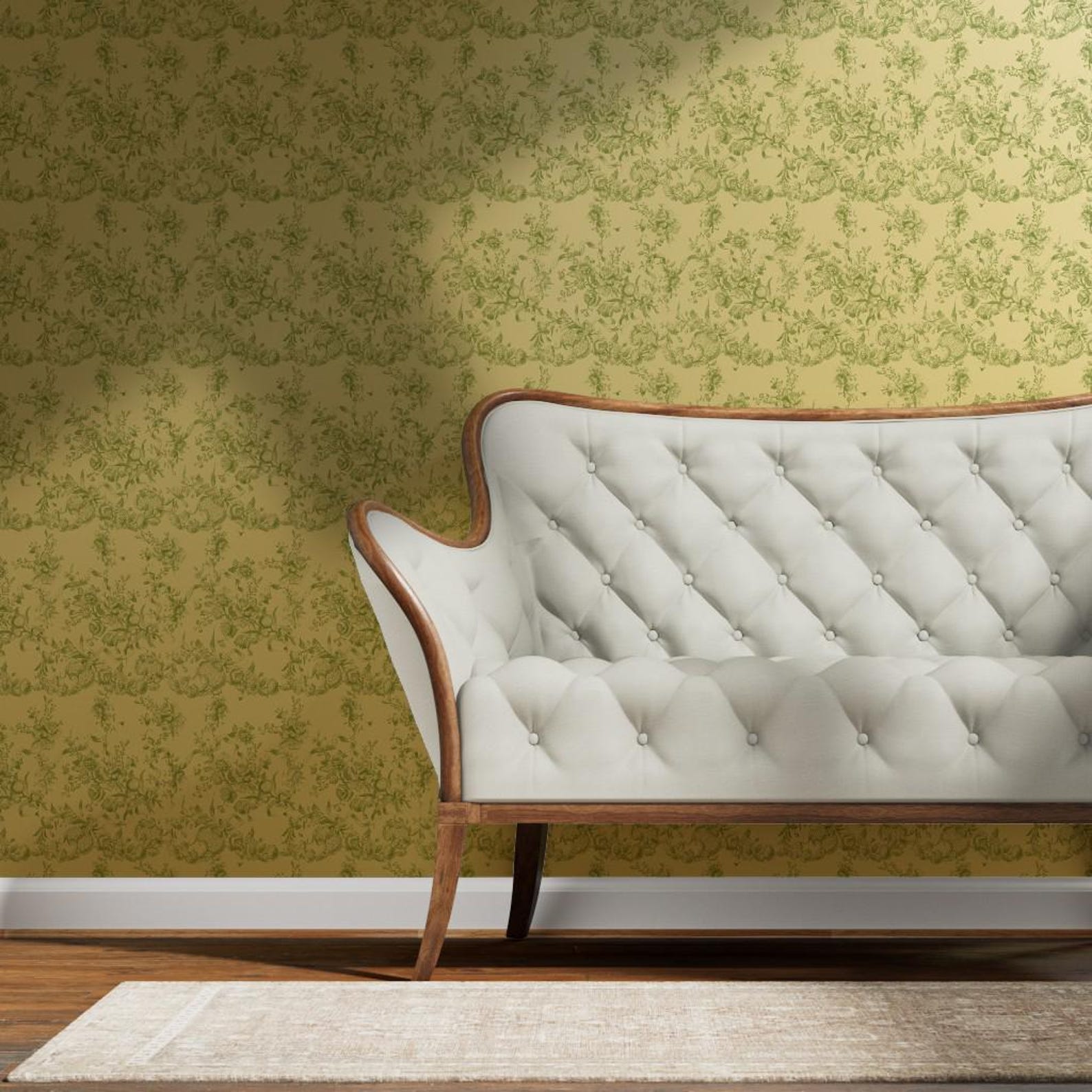 Victorian Toile Gold or Silver Metallic Wallpaper - Bronwyn Toile by ...