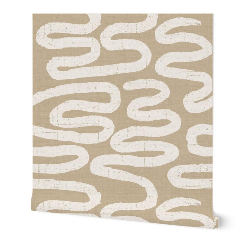 Playful Squiggles Grasscloth Wallpaper - Ceres Ani Light Sand by Holli ...