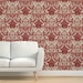 Ruby Red Floral Grasscloth Wallpaper - Block Print by Smokeinthewoods ...