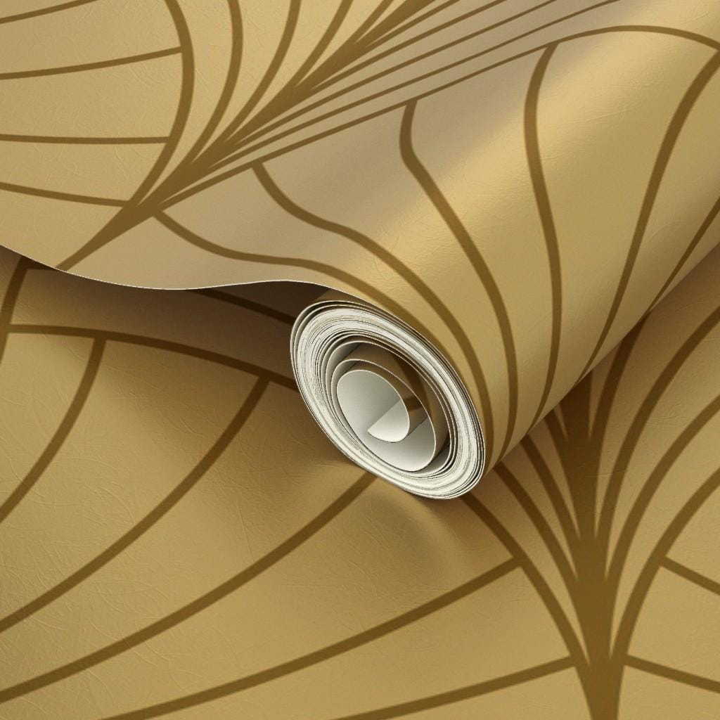 Art Deco Gold or Silver Metallic Wallpaper - Inter Wave Gold on White ...