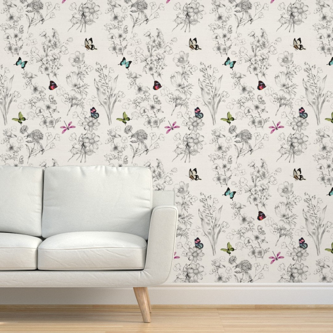 Butterflies Grasscloth Wallpaper Le Papillon by Willowlanetextiles ...
