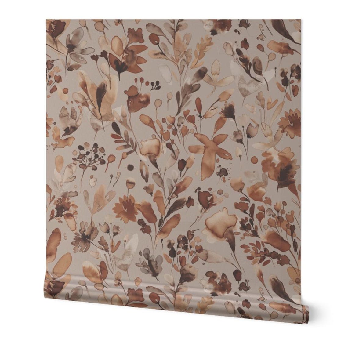 Rustic Floral Gold or Silver Metallic Wallpaper - Summer Rustic Floral ...