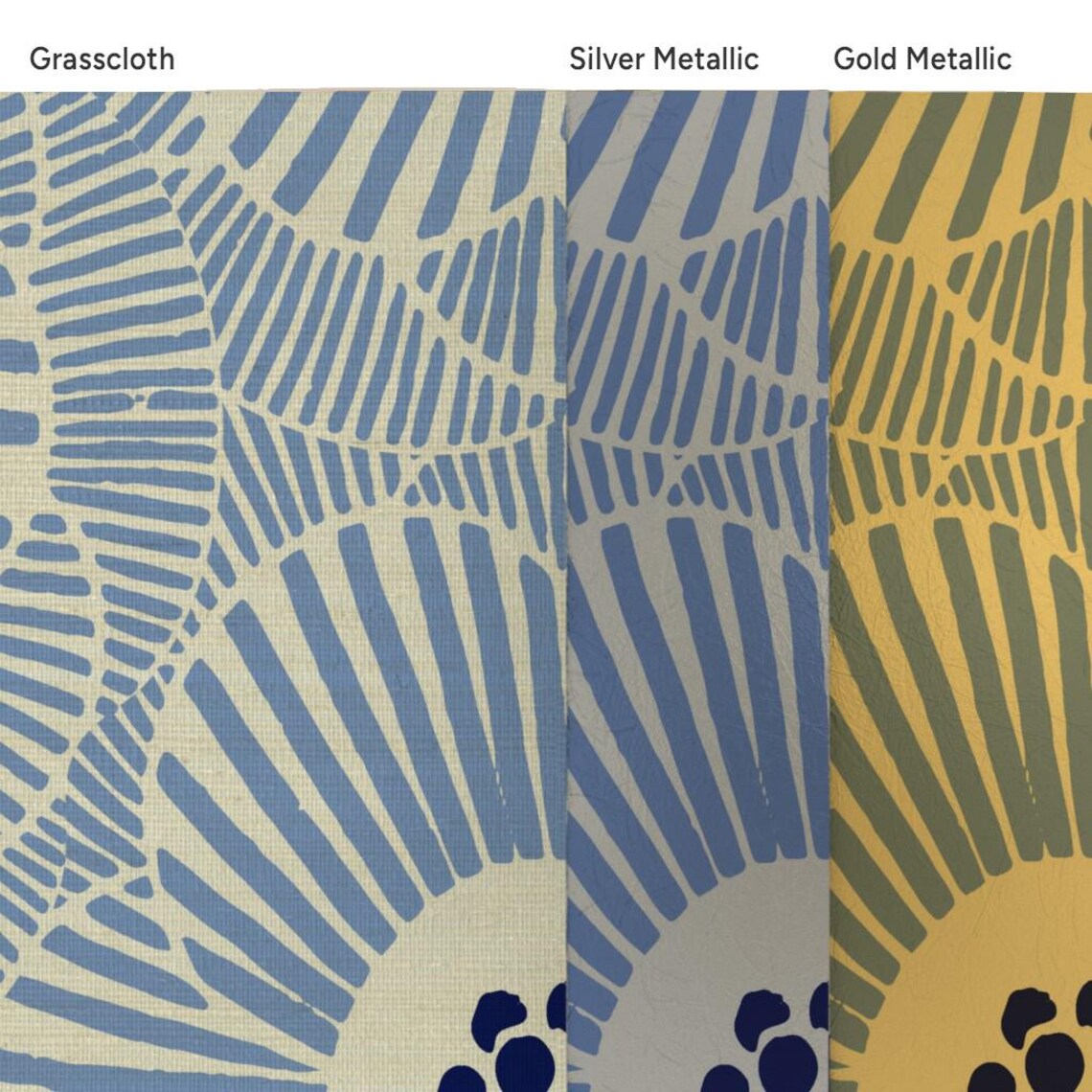 Blue Camellia Grasscloth Wallpaper - Overlapping Camellia by Vivdesign ...