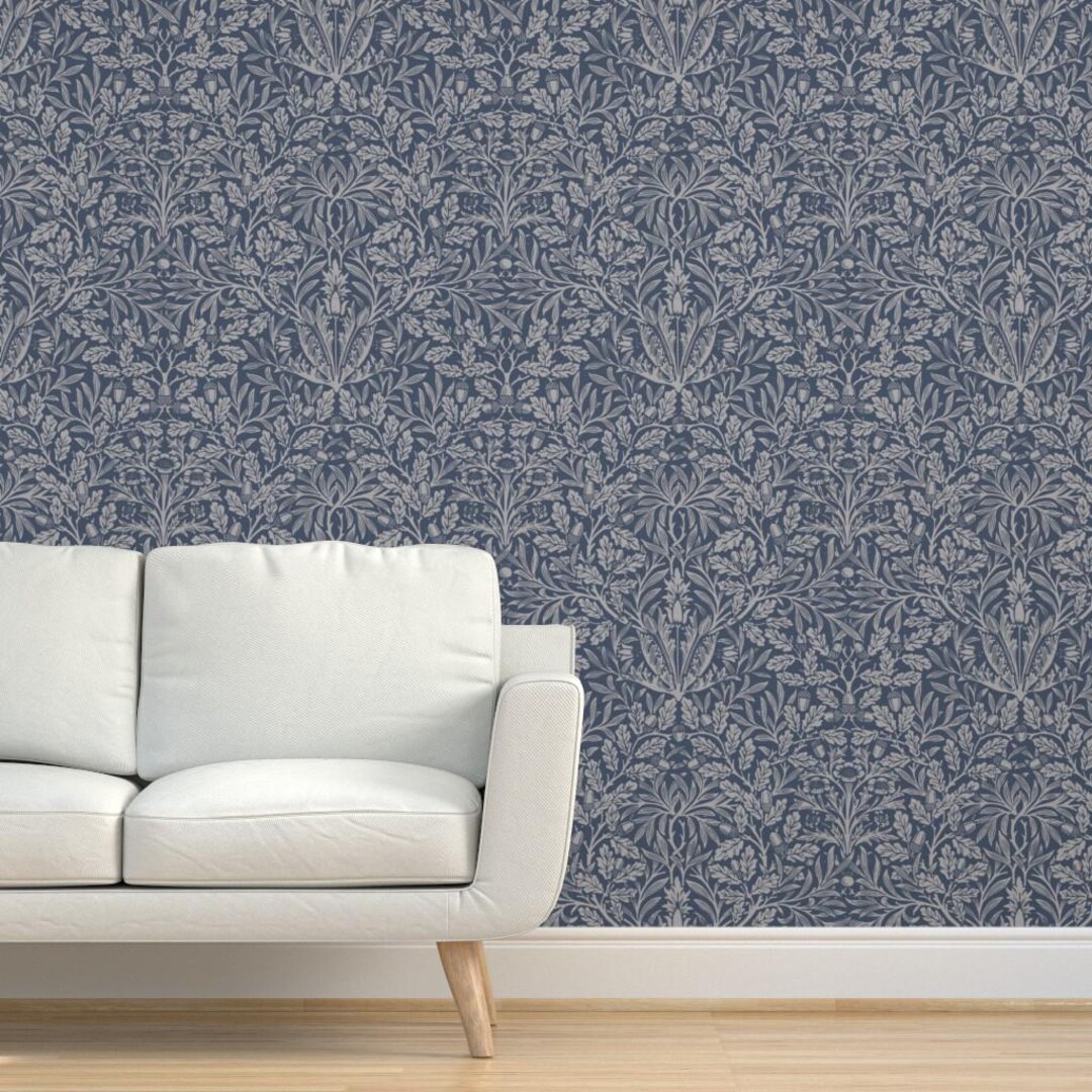 Blue Victorian Grasscloth Wallpaper - Acorn William Morris by ...