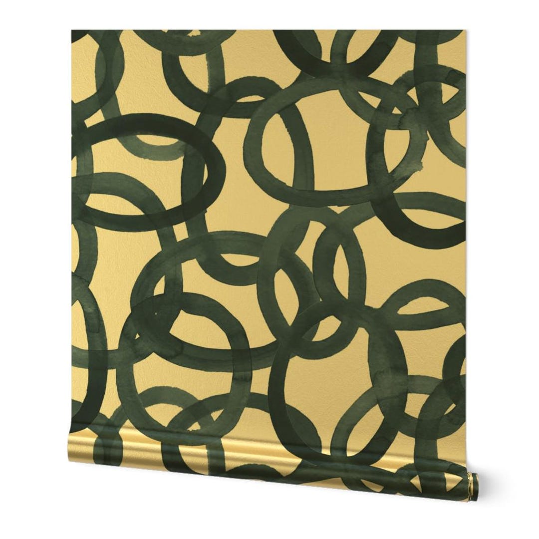 Watercolor Loops Gold or Silver Metallic Wallpaper - Blue Circles by ...