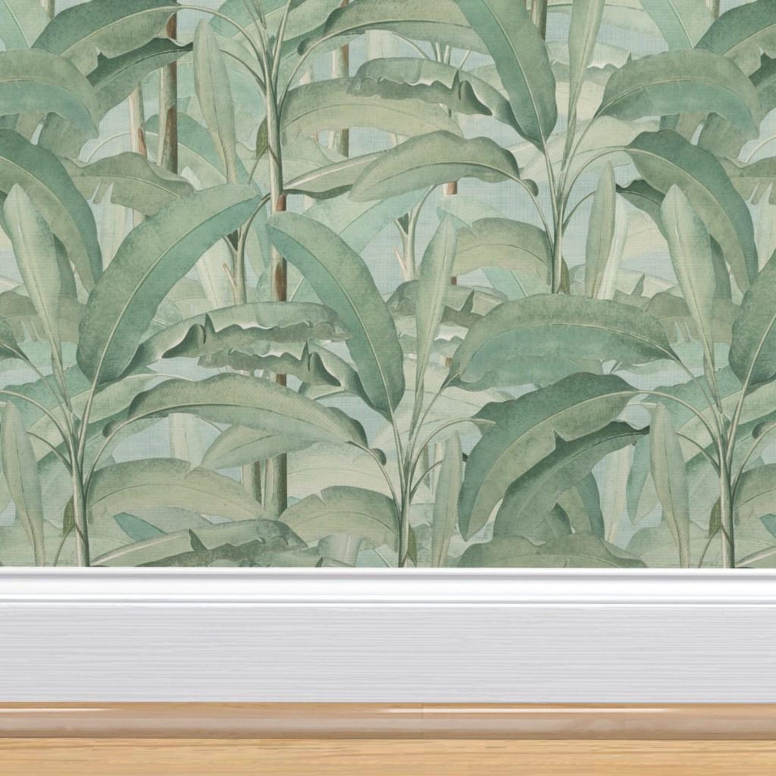 Tropical Leaf Grasscloth Wallpaper - Lush Tropical Leaves by ...