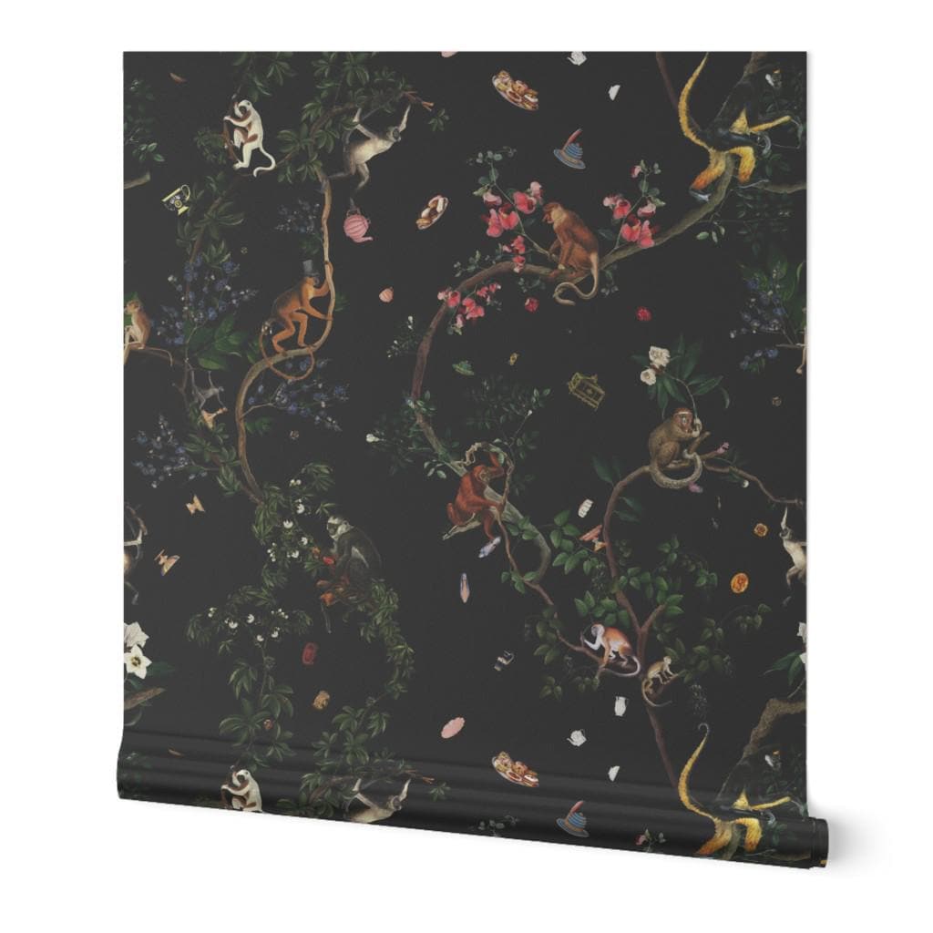 Exotic Monkey Gold or Silver Metallic Wallpaper - Monkey World by ...