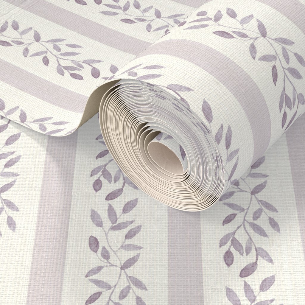 Vintage Floral Grasscloth Wallpaper Purple Victorian Stripe by ...