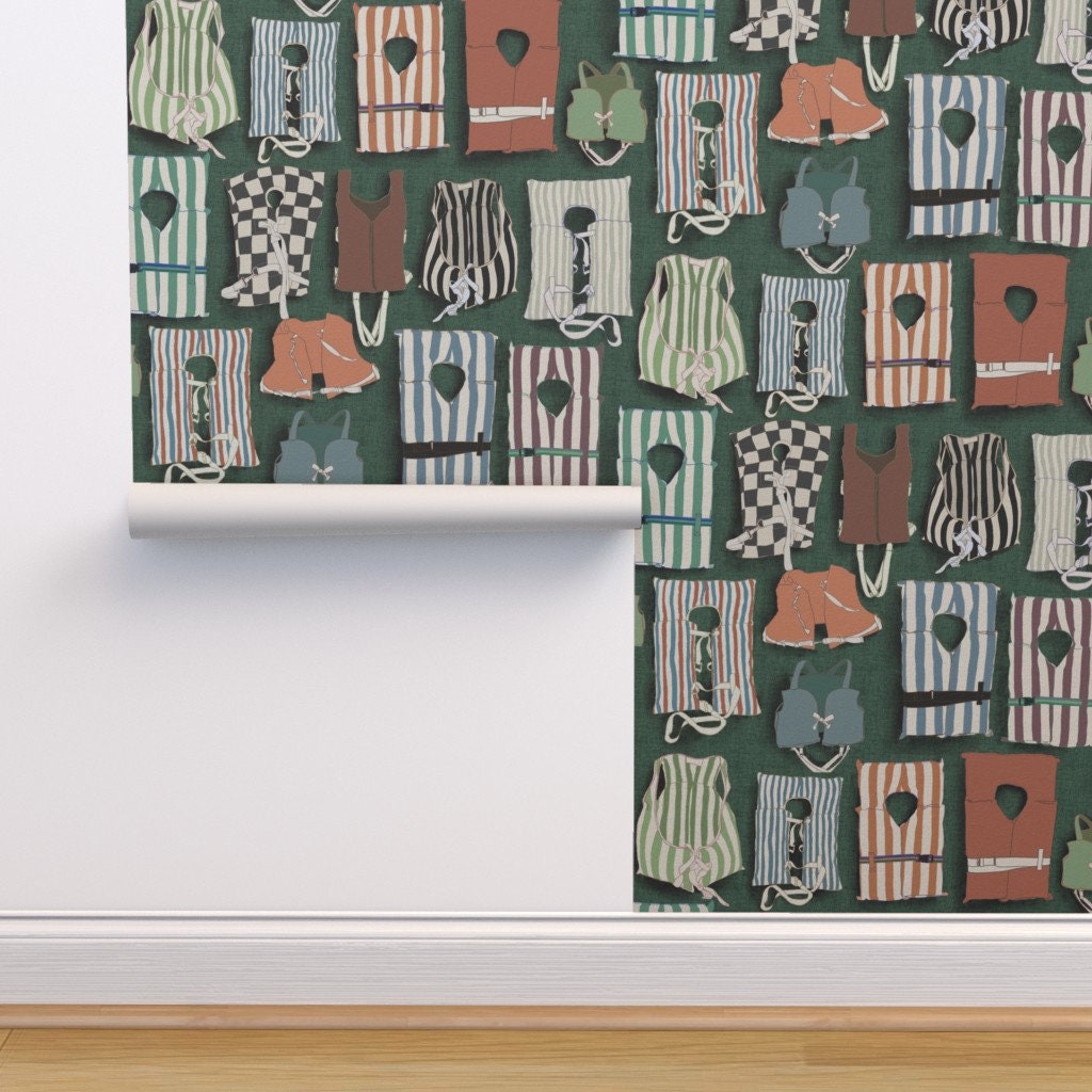 Life Jacket Gold or Silver Metallic Wallpaper Vintage Life Vests by ...