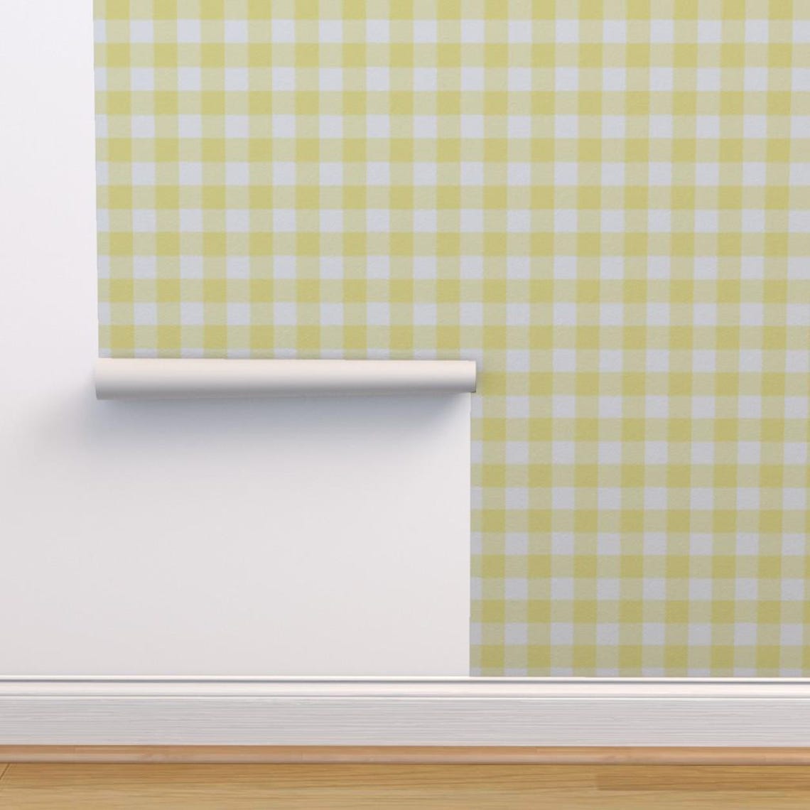 Yellow Gingham Gold or Silver Metallic Wallpaper Yellow Buffalo Check ...