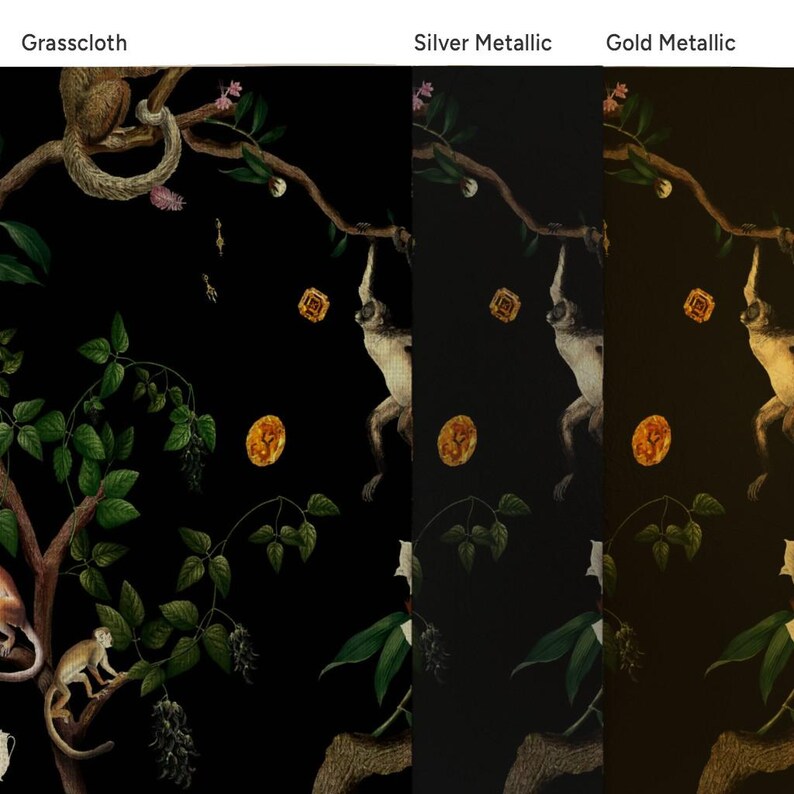 Exotic Monkey Gold or Silver Metallic Wallpaper - Monkey World by ...