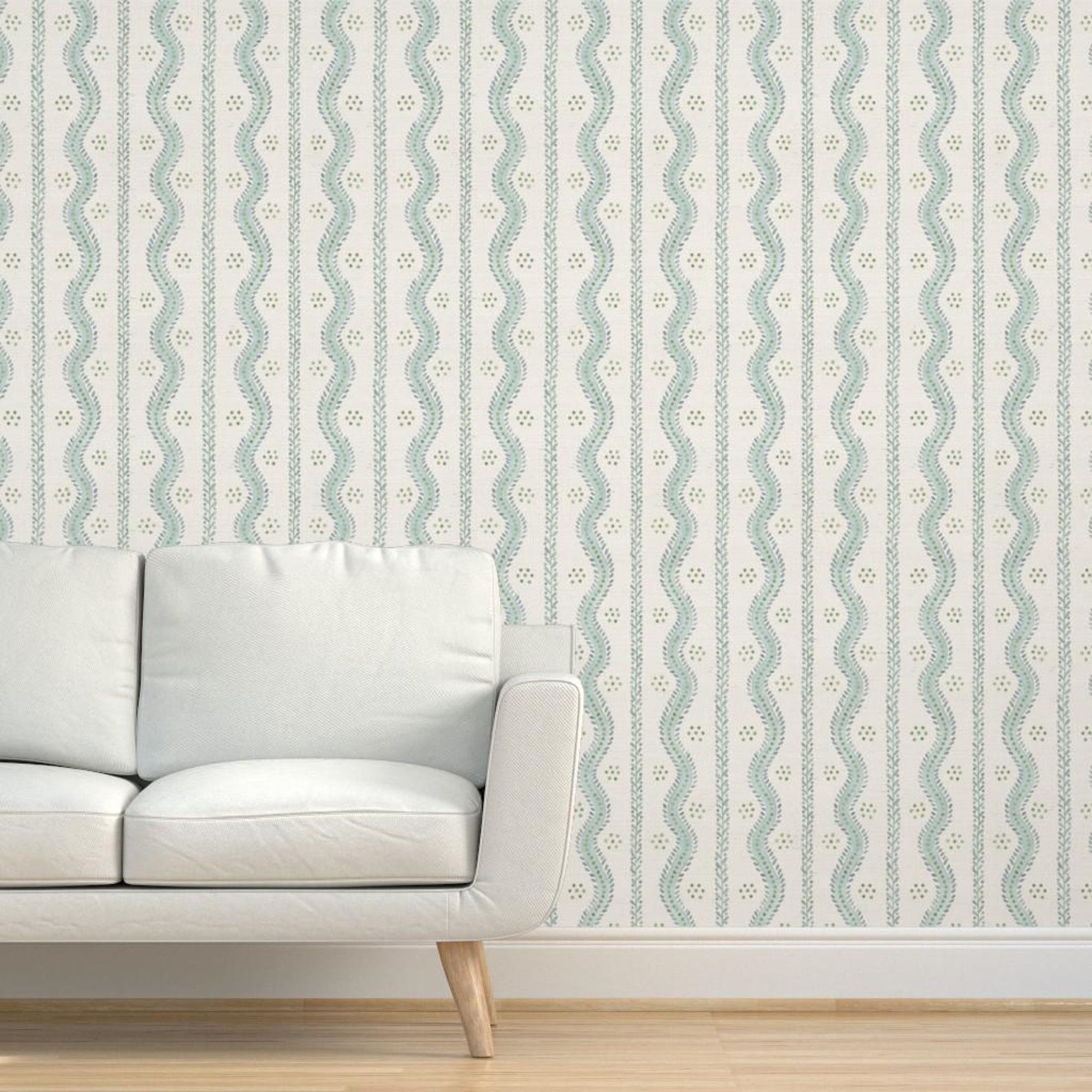 Mint Green Preppy Grasscloth Wallpaper - Andrew Stripe by Danika ...