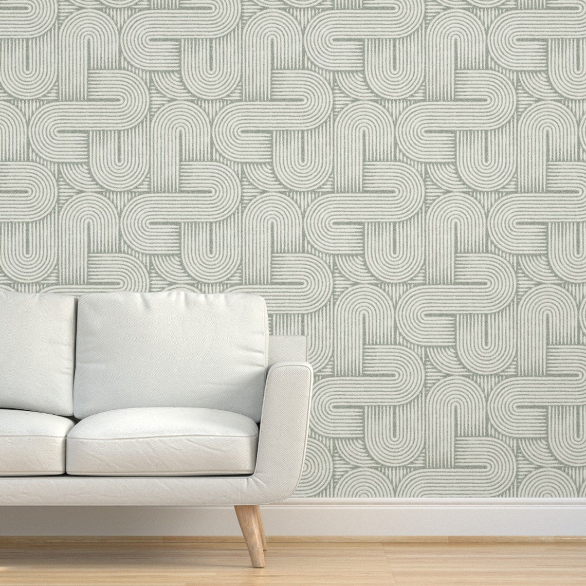 Geometric Neutral Grasscloth Wallpaper Zen Garden by Kuriyamadesigns ...