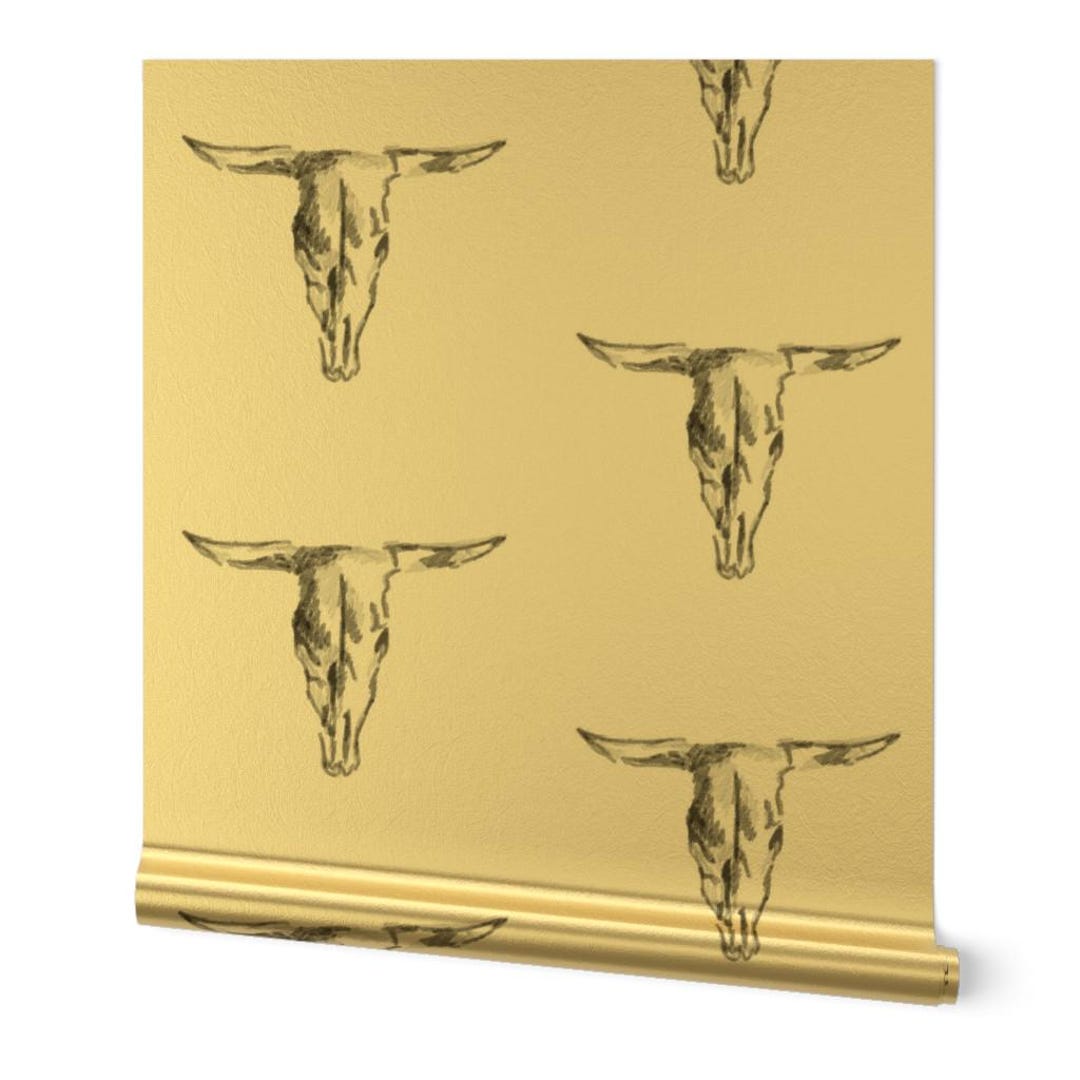 Cow Gold or Silver Metallic Wallpaper - Cow Skull by Averielaneboutique ...