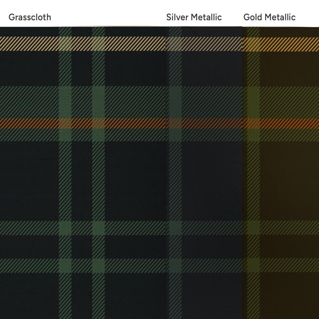 Dark Green Check Grasscloth Wallpaper Modern Tartan Plaid by Tessab ...