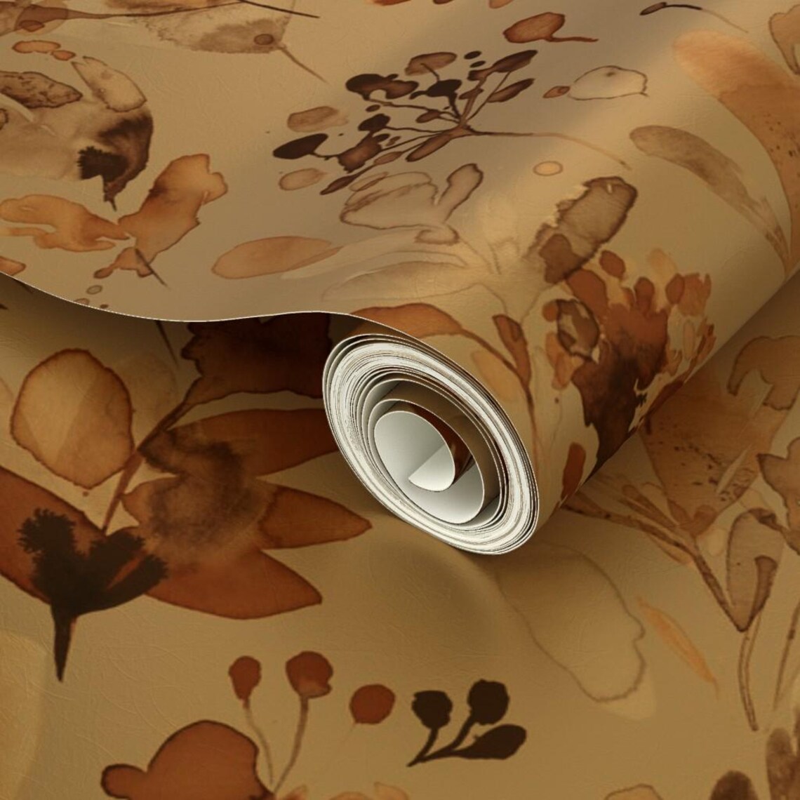Rustic Floral Gold or Silver Metallic Wallpaper - Summer Rustic Floral ...