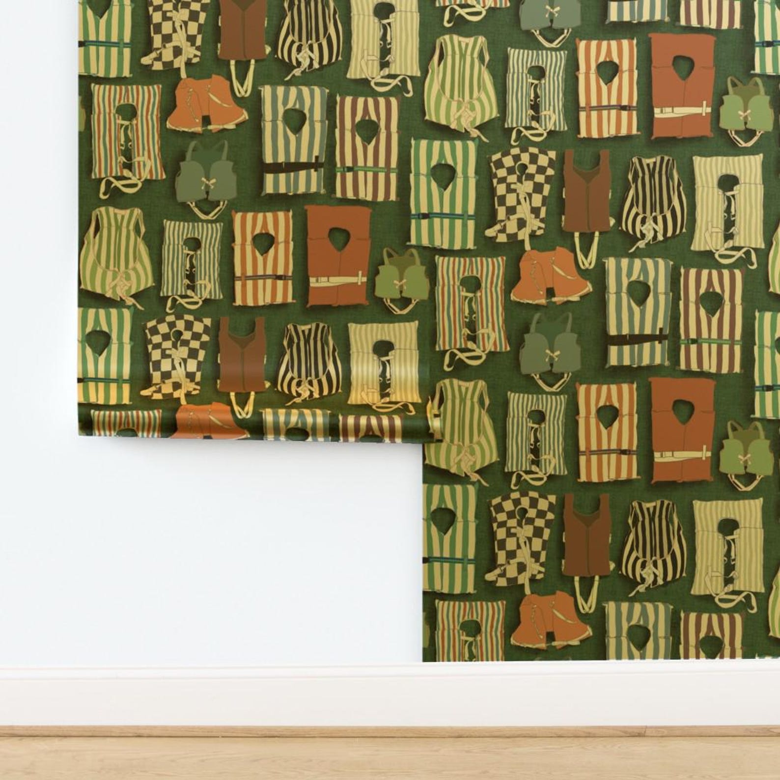 Life Jacket Gold or Silver Metallic Wallpaper - Vintage Life Vests by ...