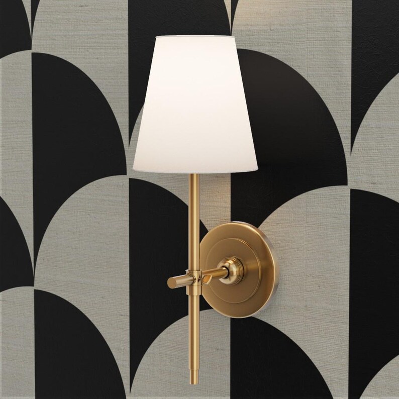 Art Deco Scallop Grasscloth Wallpaper - Round Checkers by Anvil_studio ...