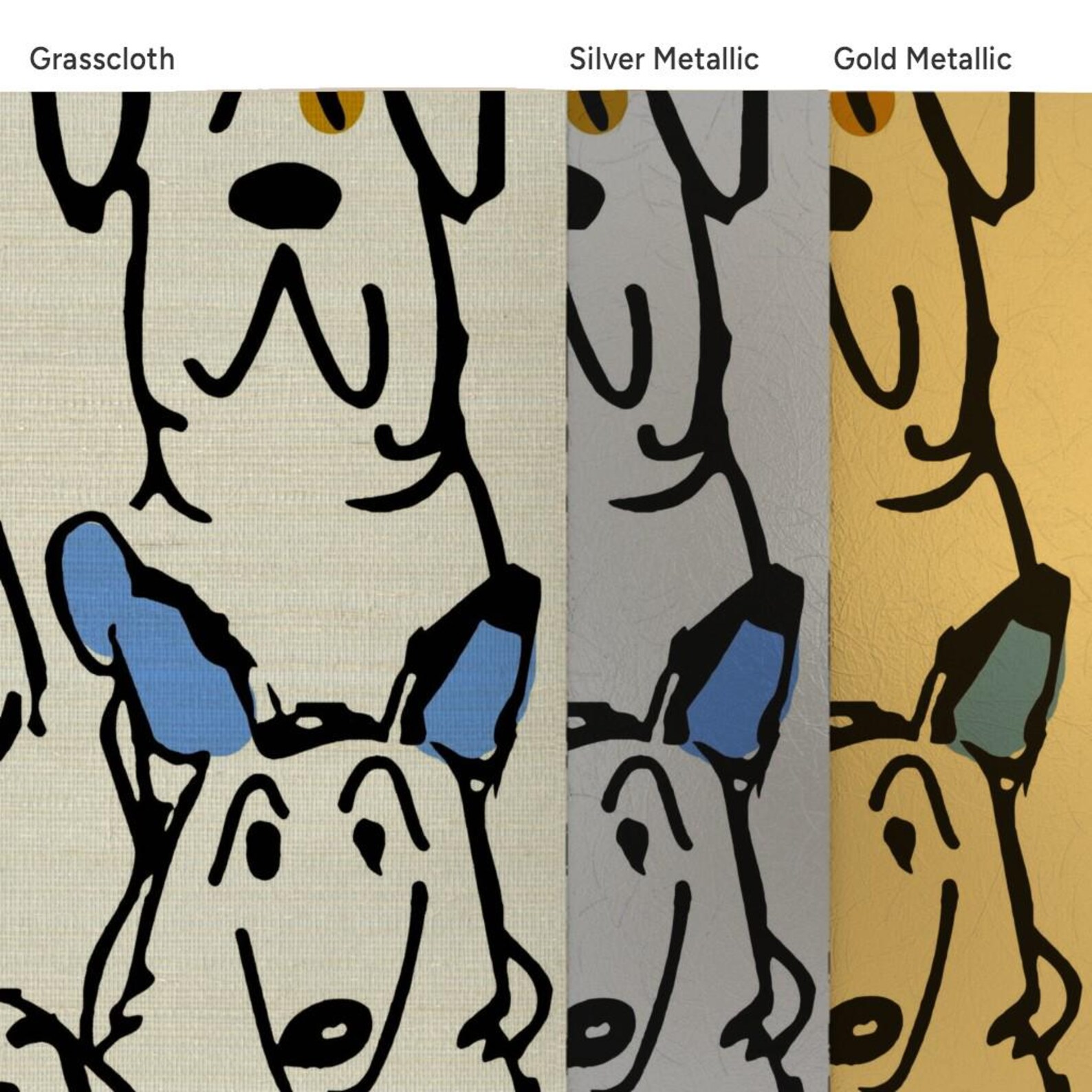 Whimsical Dogs Gold or Silver Metallic Wallpaper Color Pop Dogs by ...