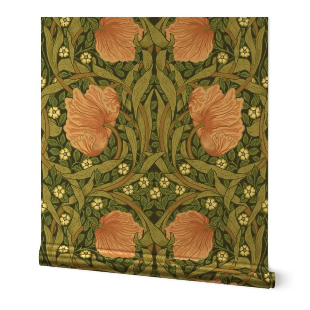 Green William Morris Gold or Silver Metallic Wallpaper - Pimpernel Dark ...