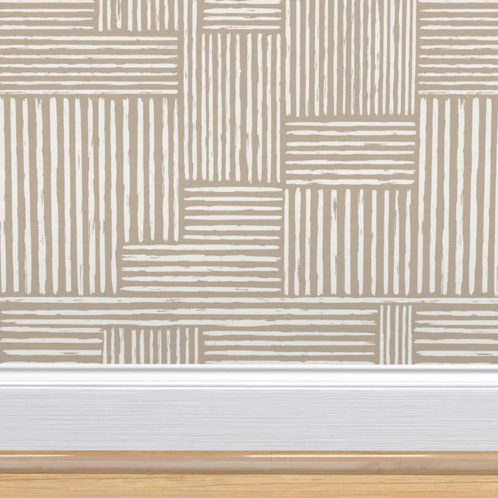 Tan Brushstroke Grasscloth Wallpaper - Brush Abstract Tan by Furbuddy ...